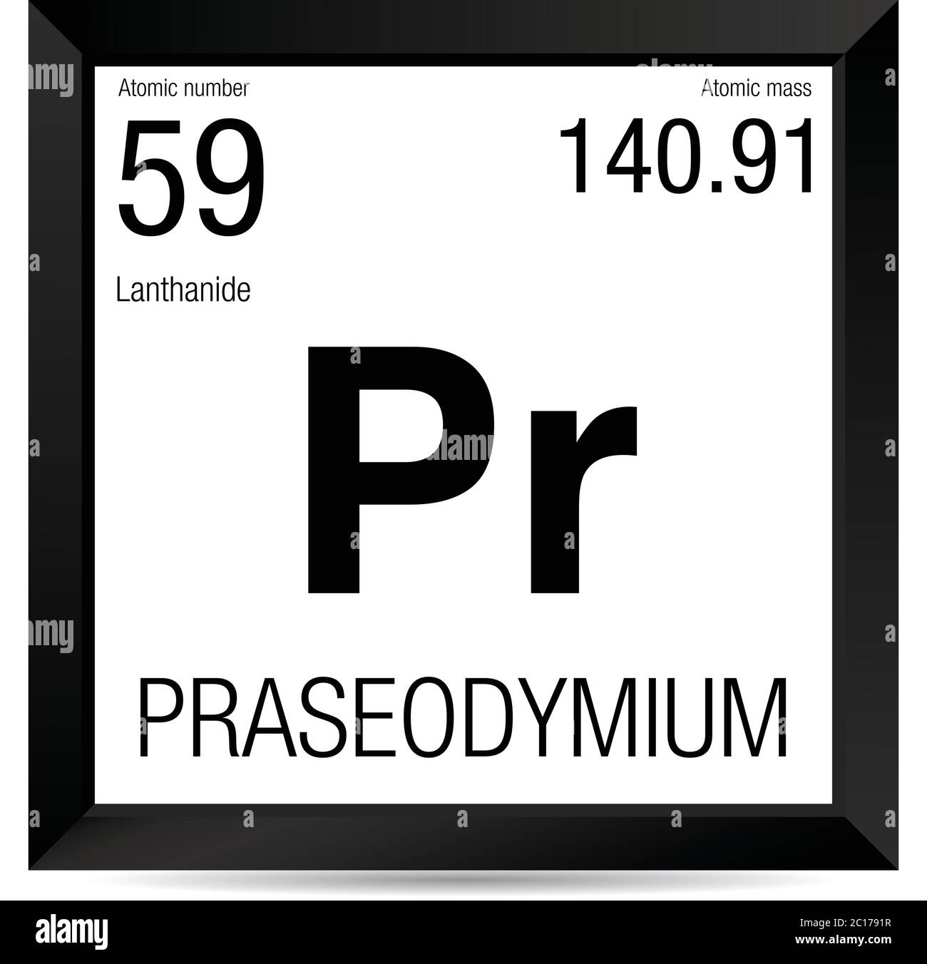 Praseodymium symbol. Element number 59 of the Periodic Table of the ...
