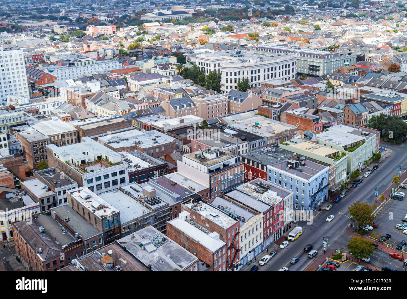 New Orleans Louisiana,French Quarter,skyline,North Peter Street,aerial ...