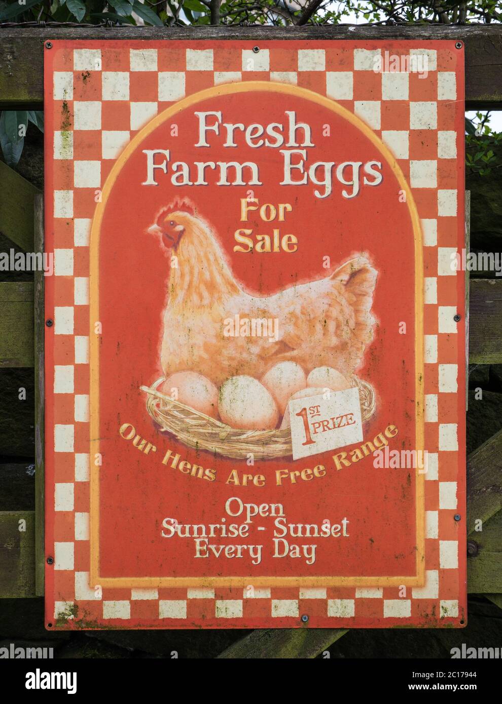 Vintage poster for fresh farm eggs Stock Photo - Alamy