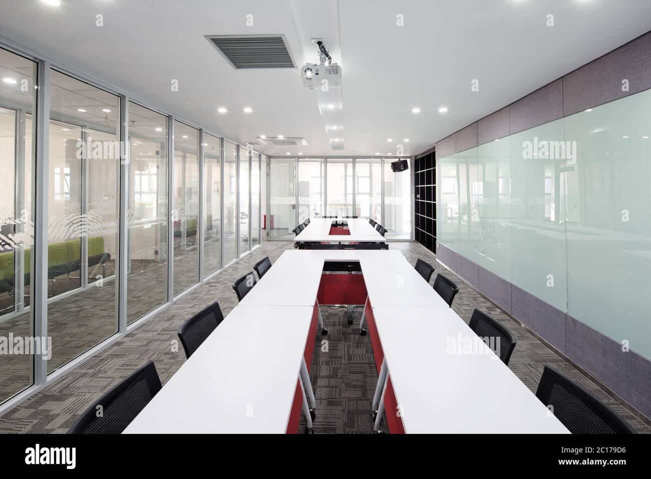 interior of modern meeting room with elegant table Stock Photo - Alamy