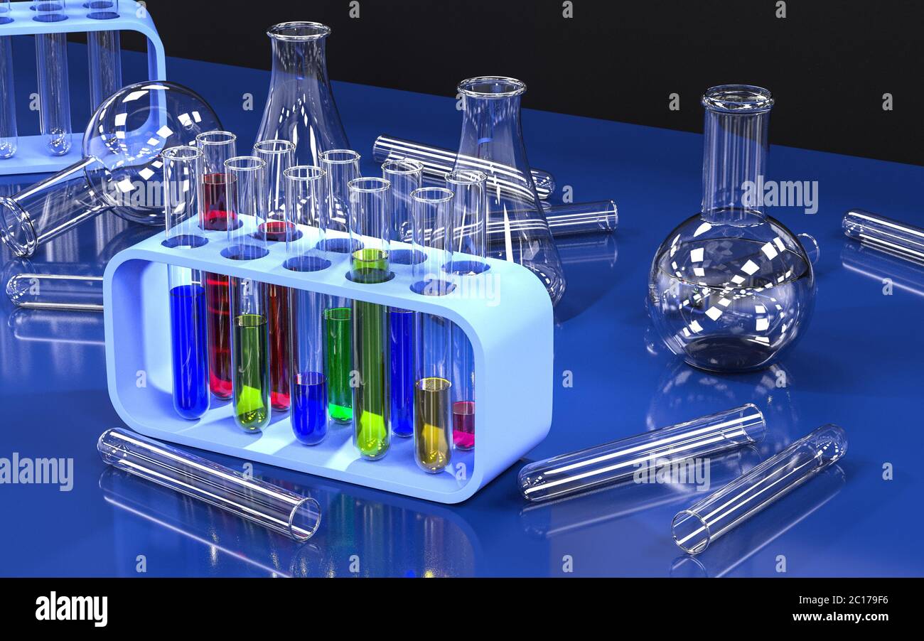 Chemistry lab with test tubes Stock Photo - Alamy