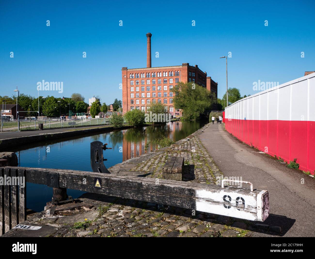 Lock gate on Rochdale Canal at Victoria Mill, Manchester Stock Photo ...