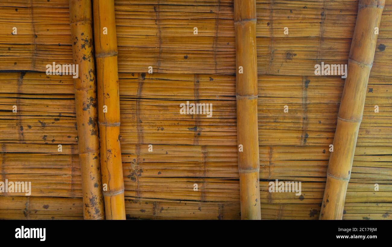 Texture of bamboo log structure background forming a wall Stock Photo ...