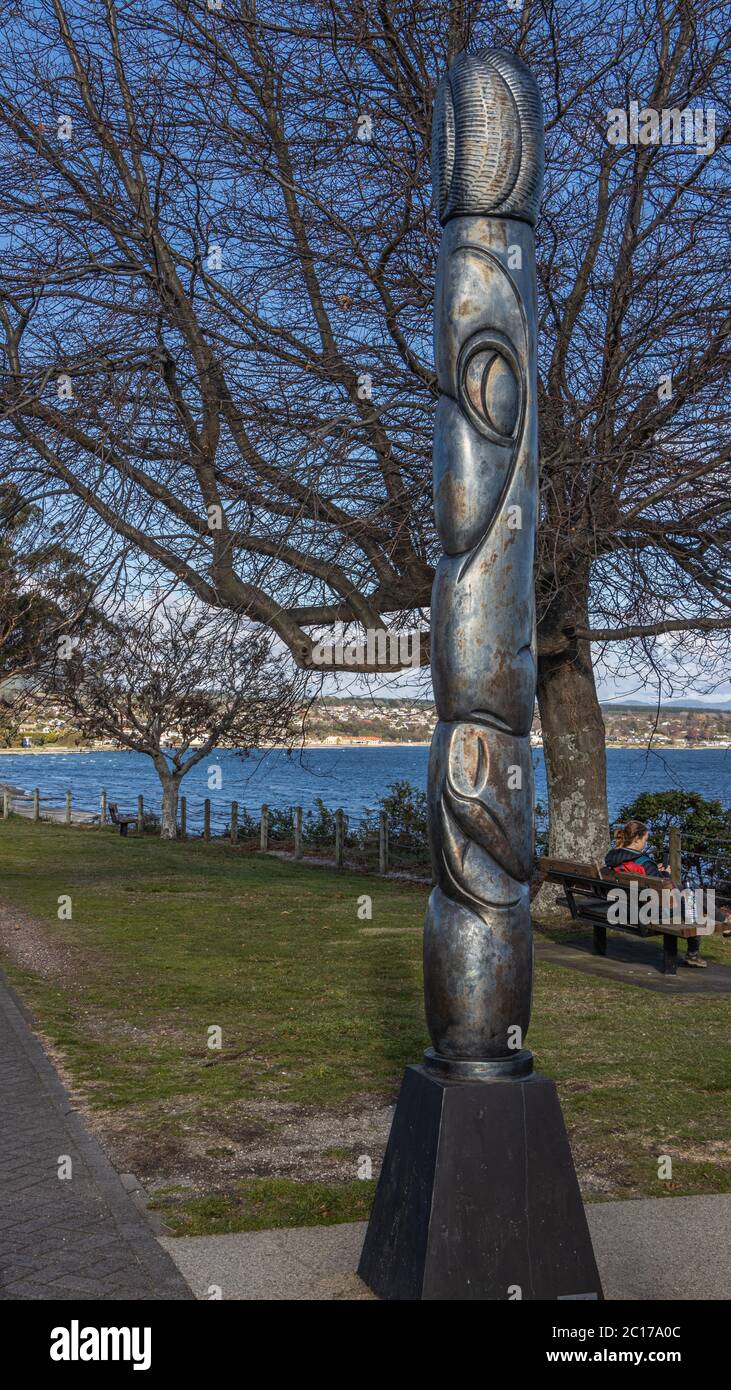 Fora Totem sculpture by Terry Stringer on waterfront in Taupo, New ...