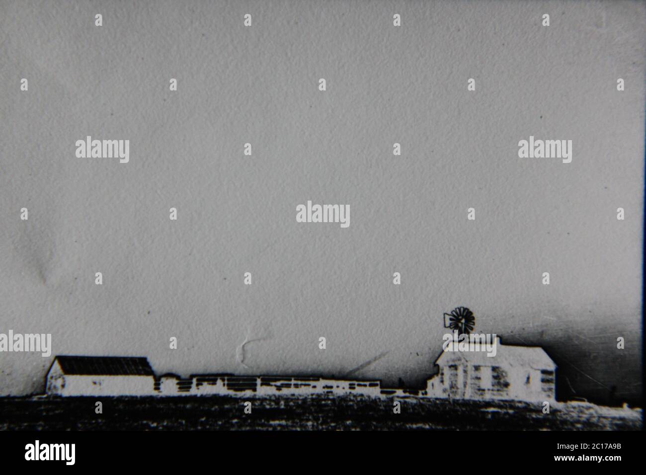 Fine 70s vintage black and white extreme photography of a farm house ...