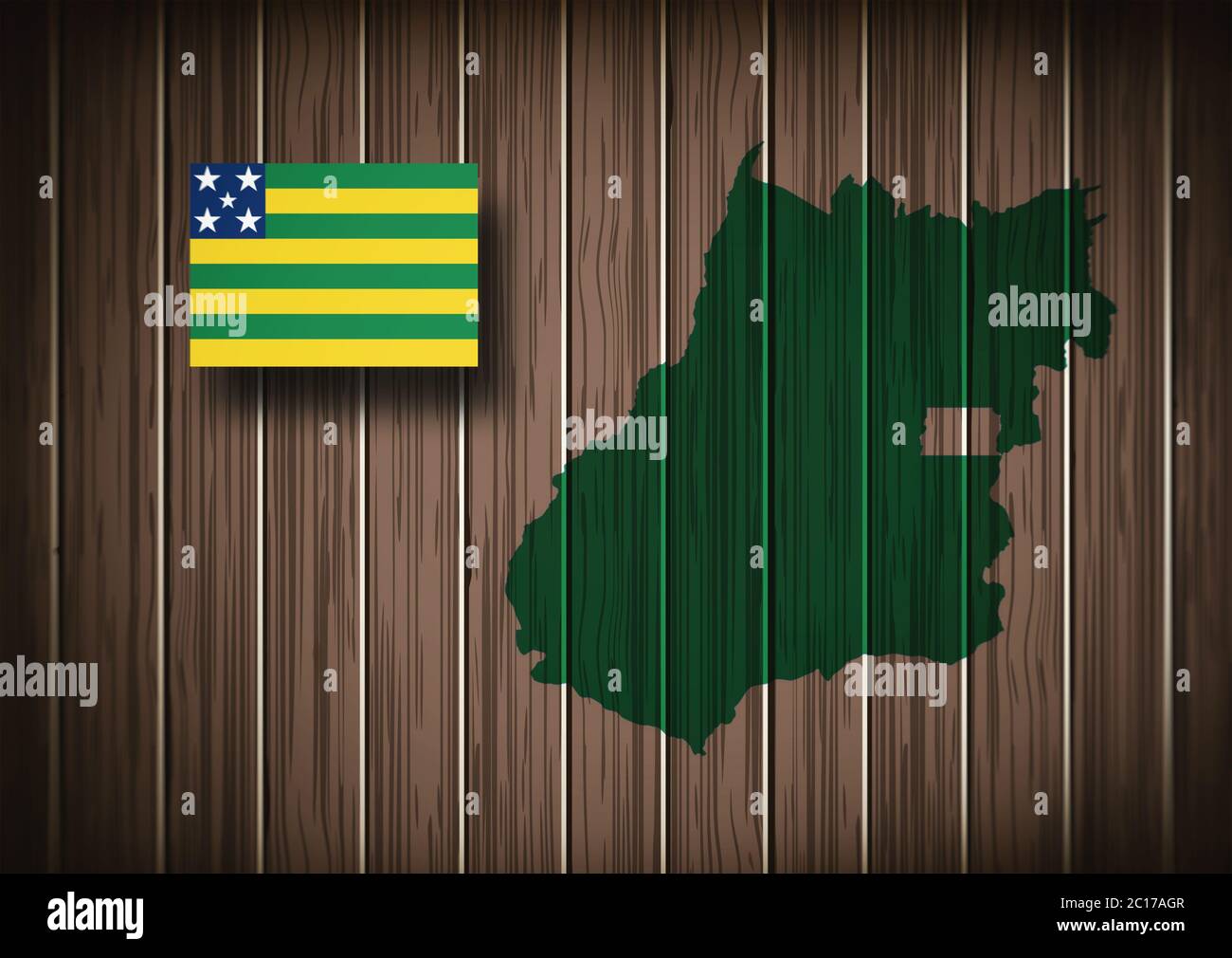 Map and flag of the province of Goias, Brazil, wooden background, 3D ...