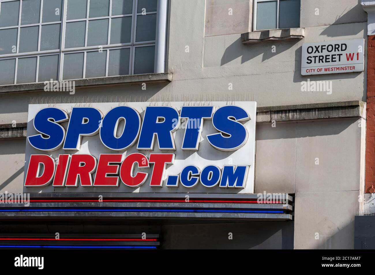 London, UK. 28th May, 2020. Sports Direct shop sign in Oxford Street ...