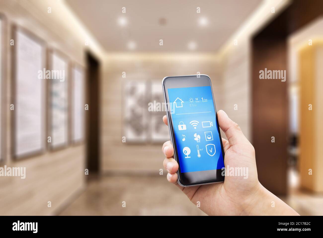 mobile phone in smart home Stock Photo - Alamy