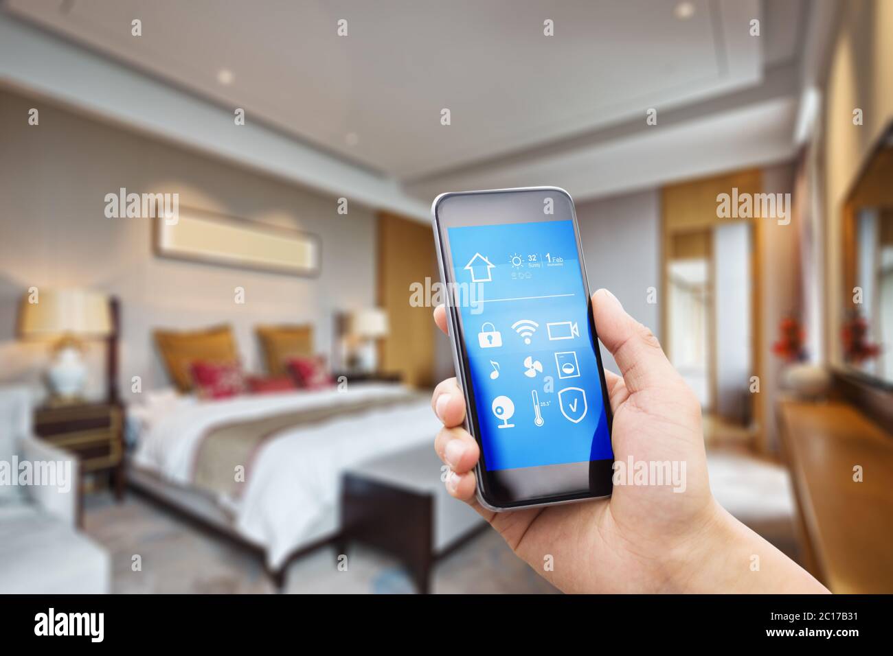 mobile phone in smart home Stock Photo - Alamy