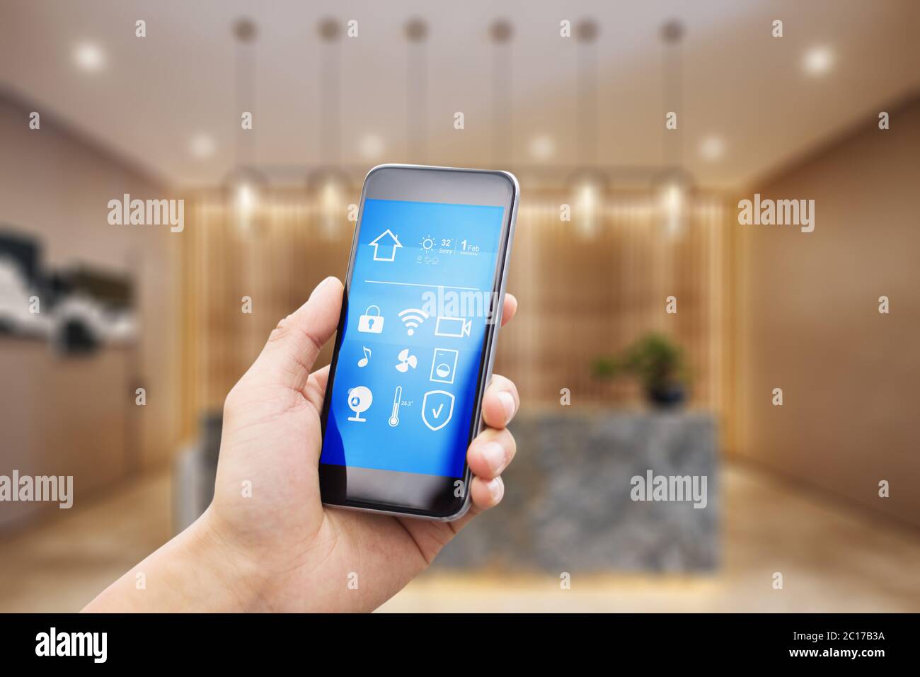 mobile phone in smart home Stock Photo - Alamy