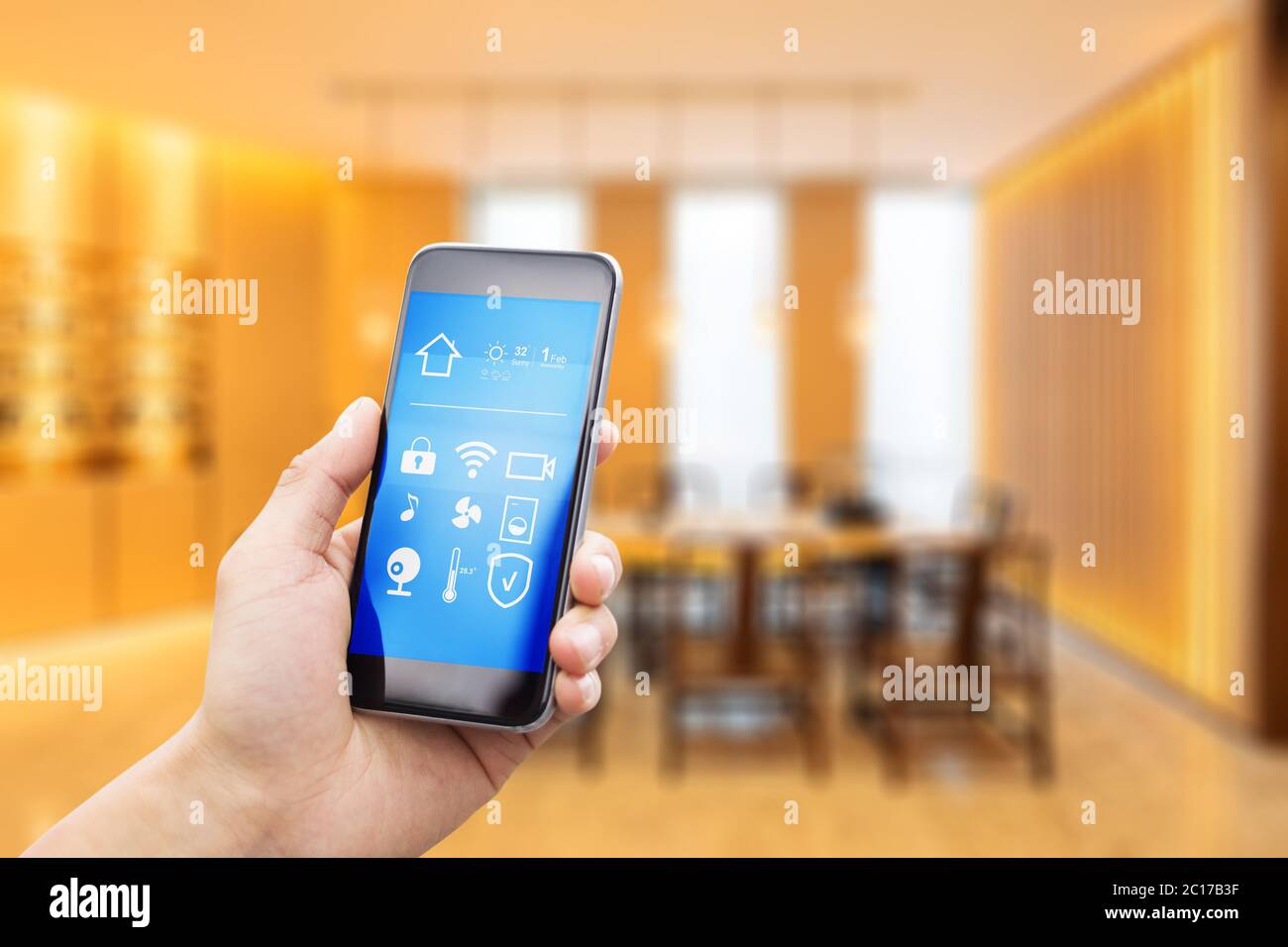 mobile phone in modern dining room Stock Photo - Alamy