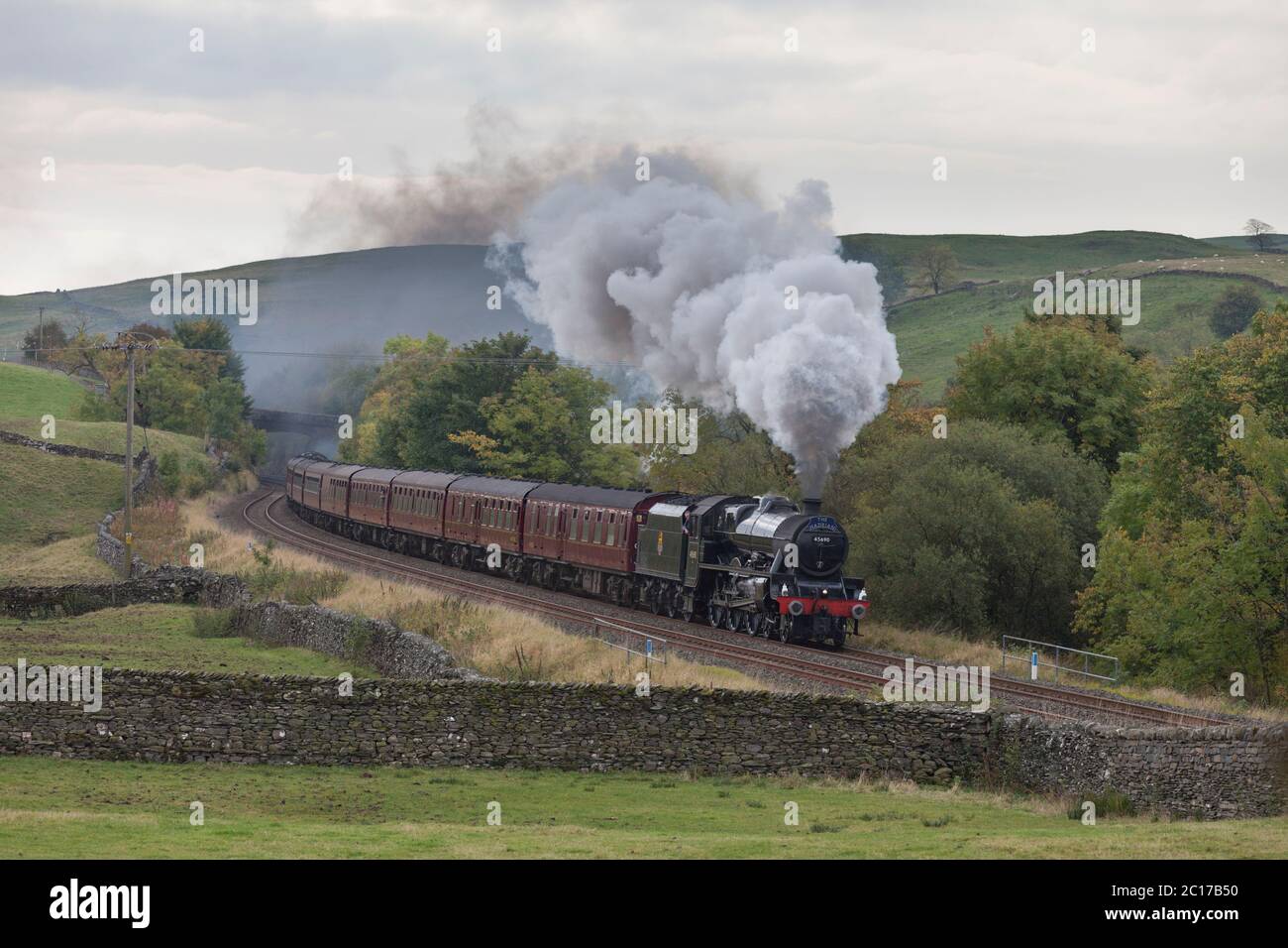 1Steam locomotive 45690 Leander hauling a west coast railways mainline ...