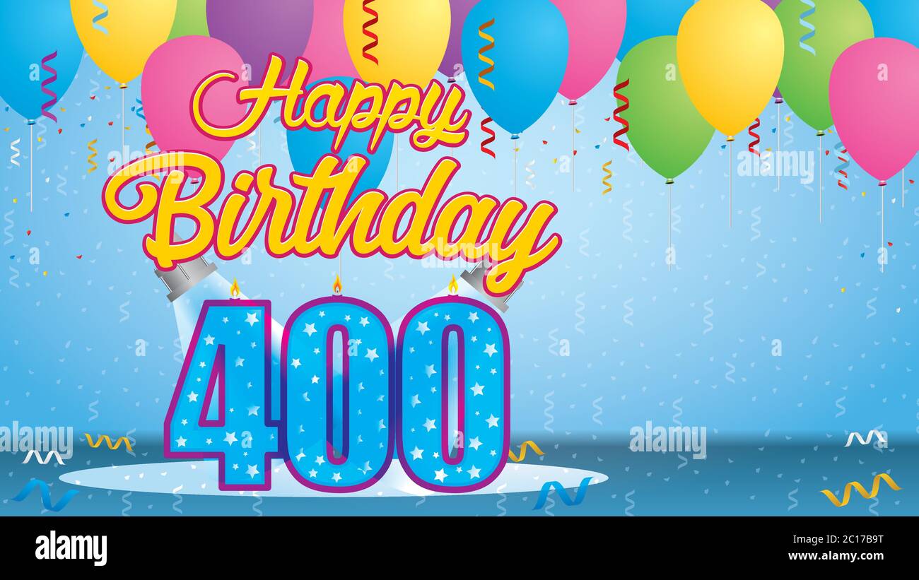 Happy Birthday 400 Greeting card. Candle lit in the form of a number ...