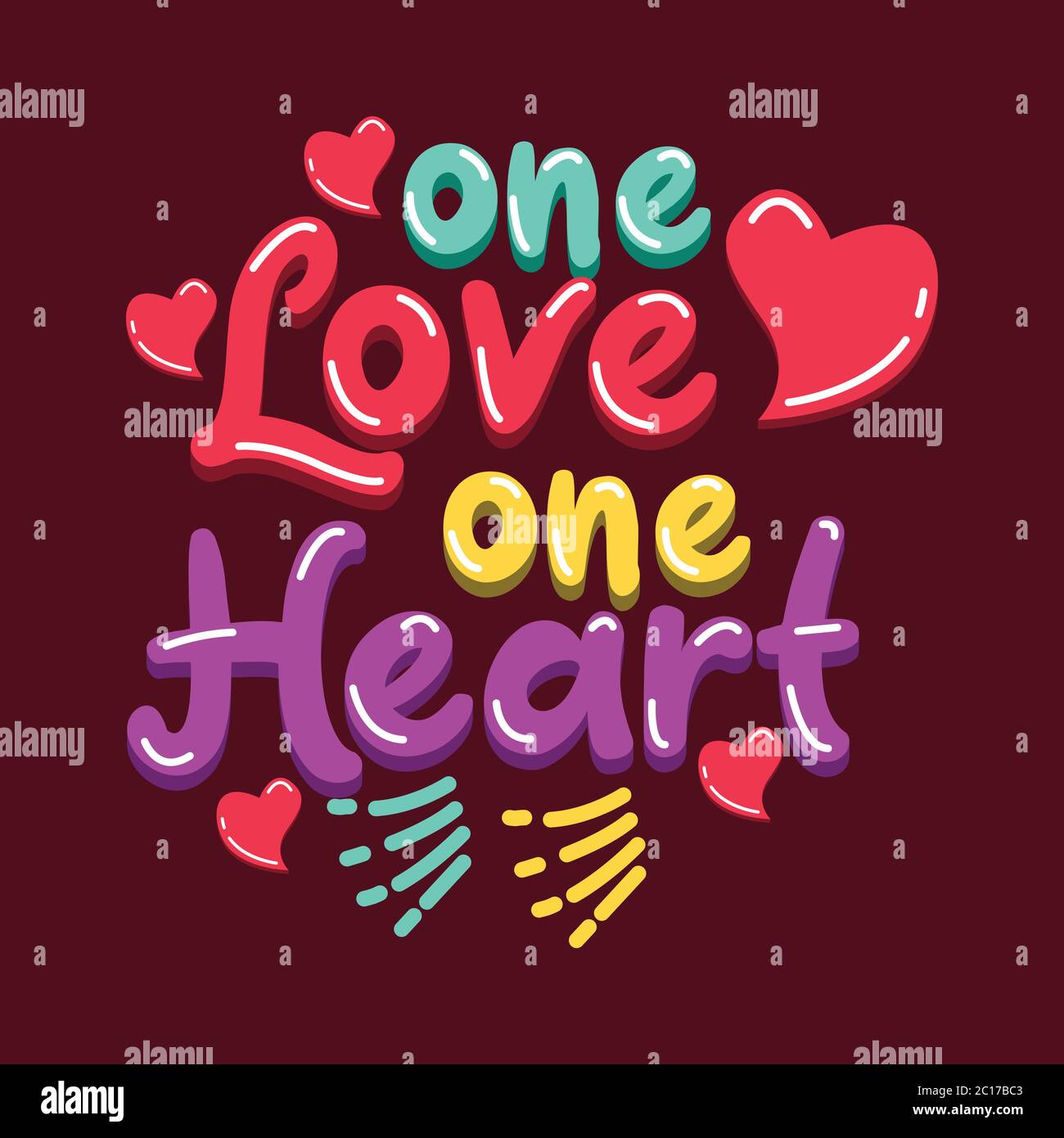 inspirational quote 'one love one heart' for love background concept ...