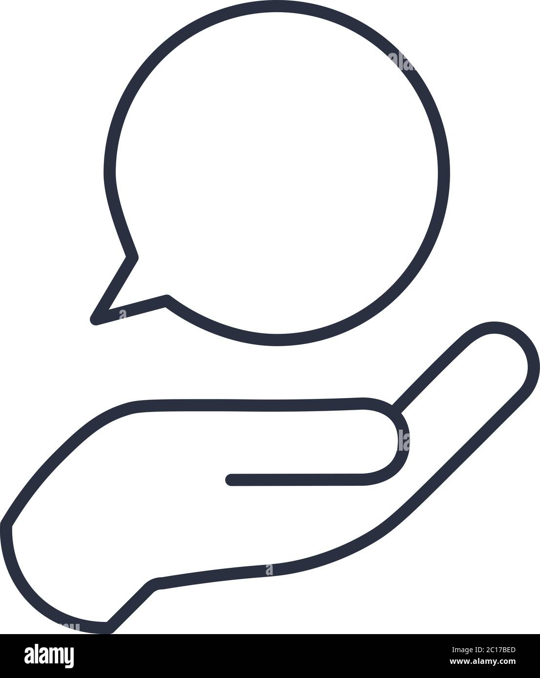 Hand holds chat bubble. Share chat symbol. Stock vector illustration ...