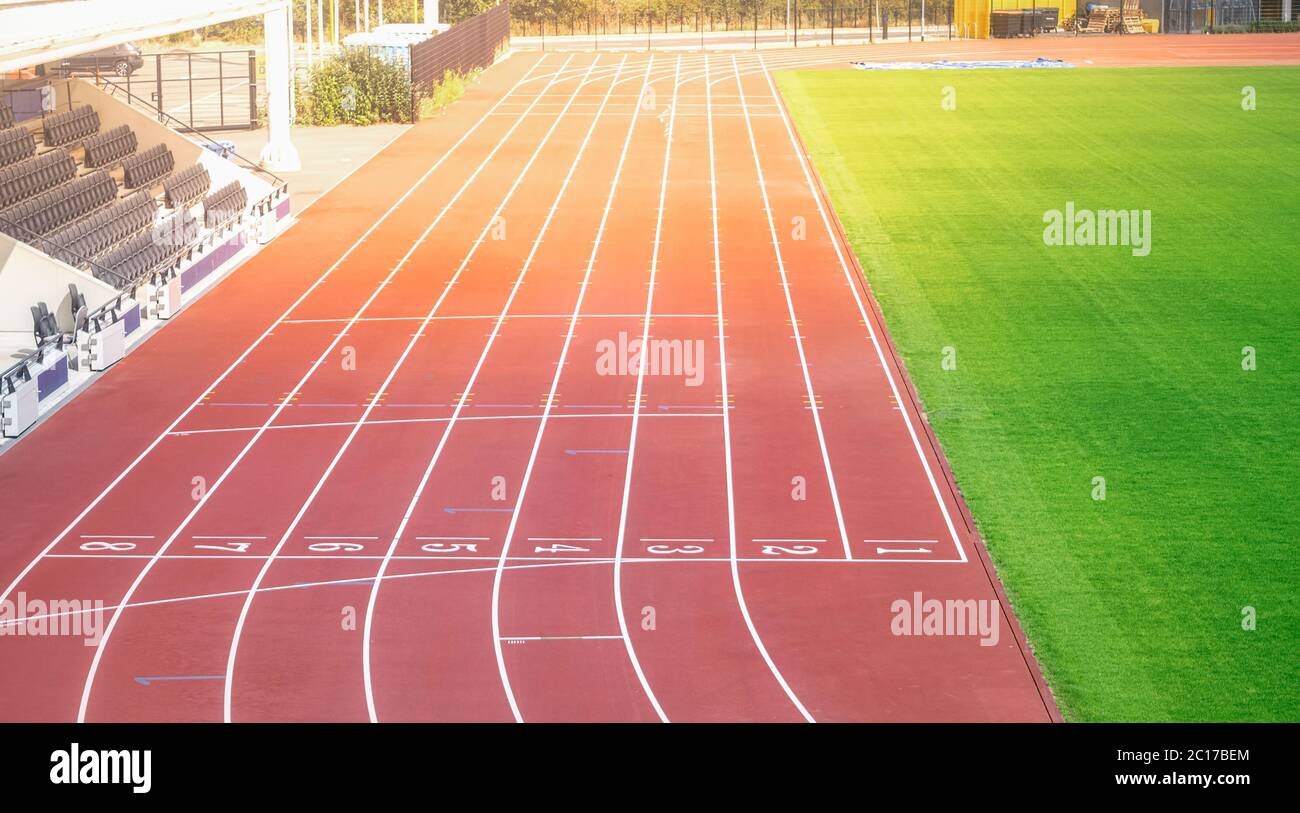 olympic style running track for competitions Stock Photo - Alamy