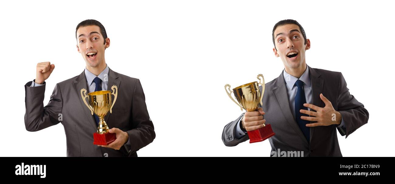 Collage of businessman receiving award Stock Photo - Alamy