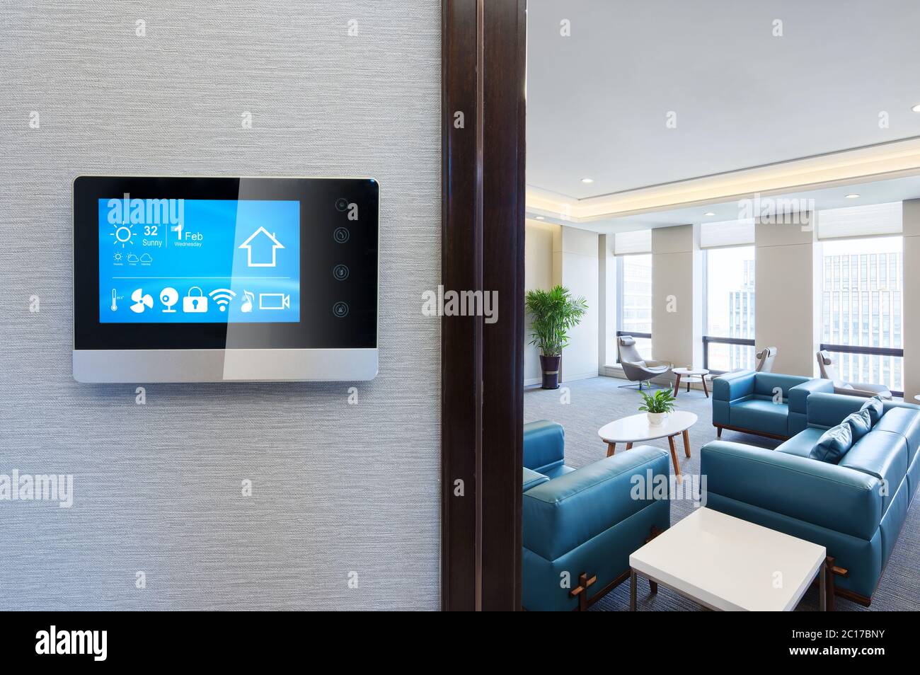 smart screen in modern living room Stock Photo - Alamy