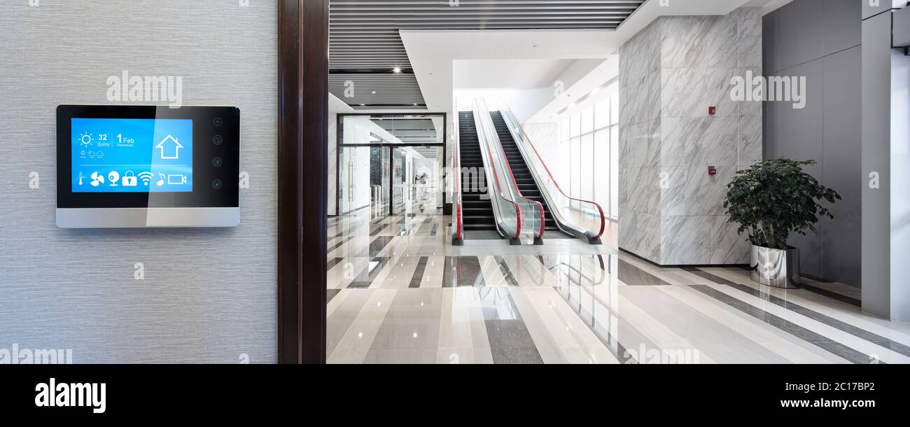 smart screen with modern hallway Stock Photo - Alamy