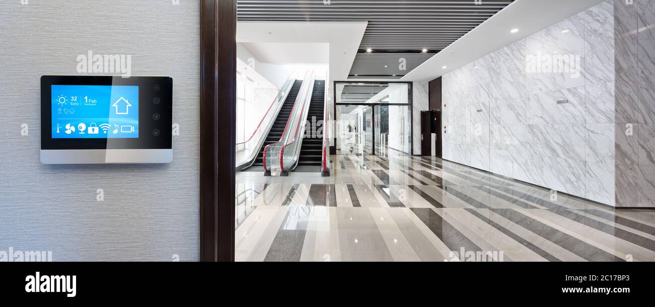 smart screen with modern hallway Stock Photo - Alamy