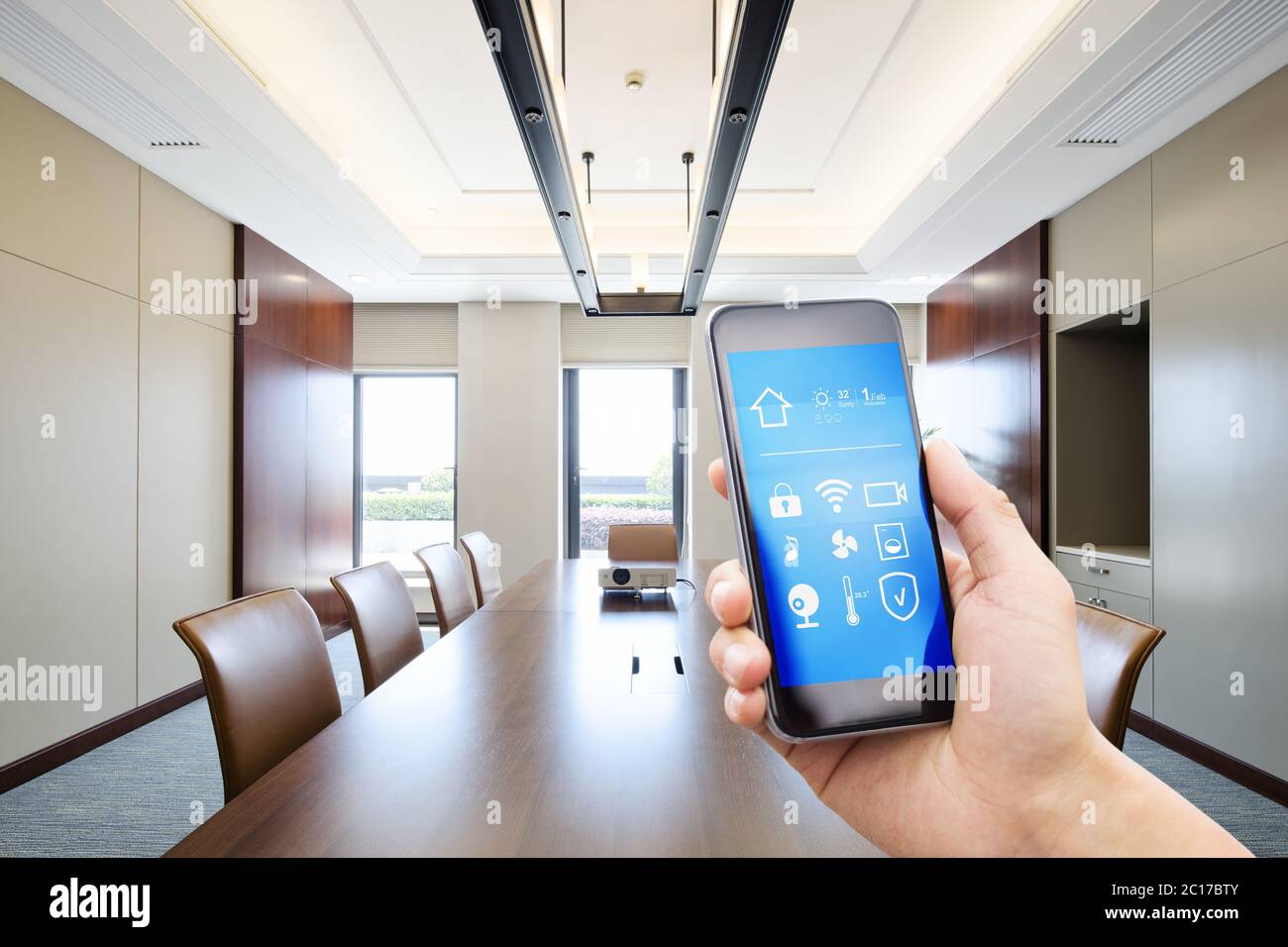 mobile phone in modern meeting room Stock Photo - Alamy