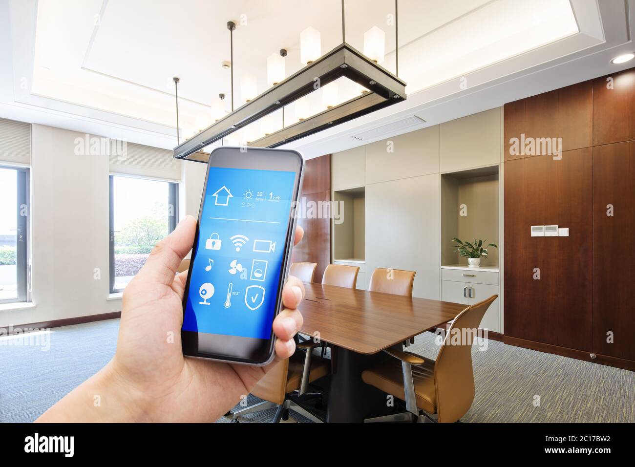 mobile phone in modern meeting room Stock Photo - Alamy