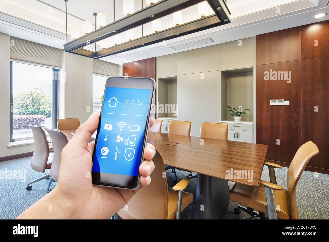mobile phone in modern meeting room Stock Photo - Alamy
