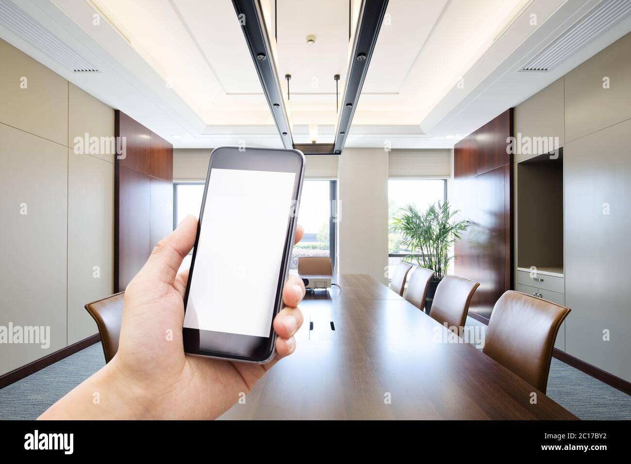 mobile phone in modern meeting room Stock Photo - Alamy