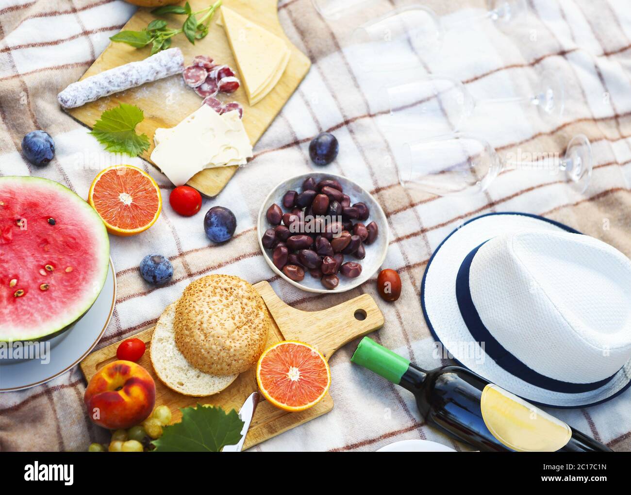 Top view summer garden picnic. Summer party Stock Photo - Alamy