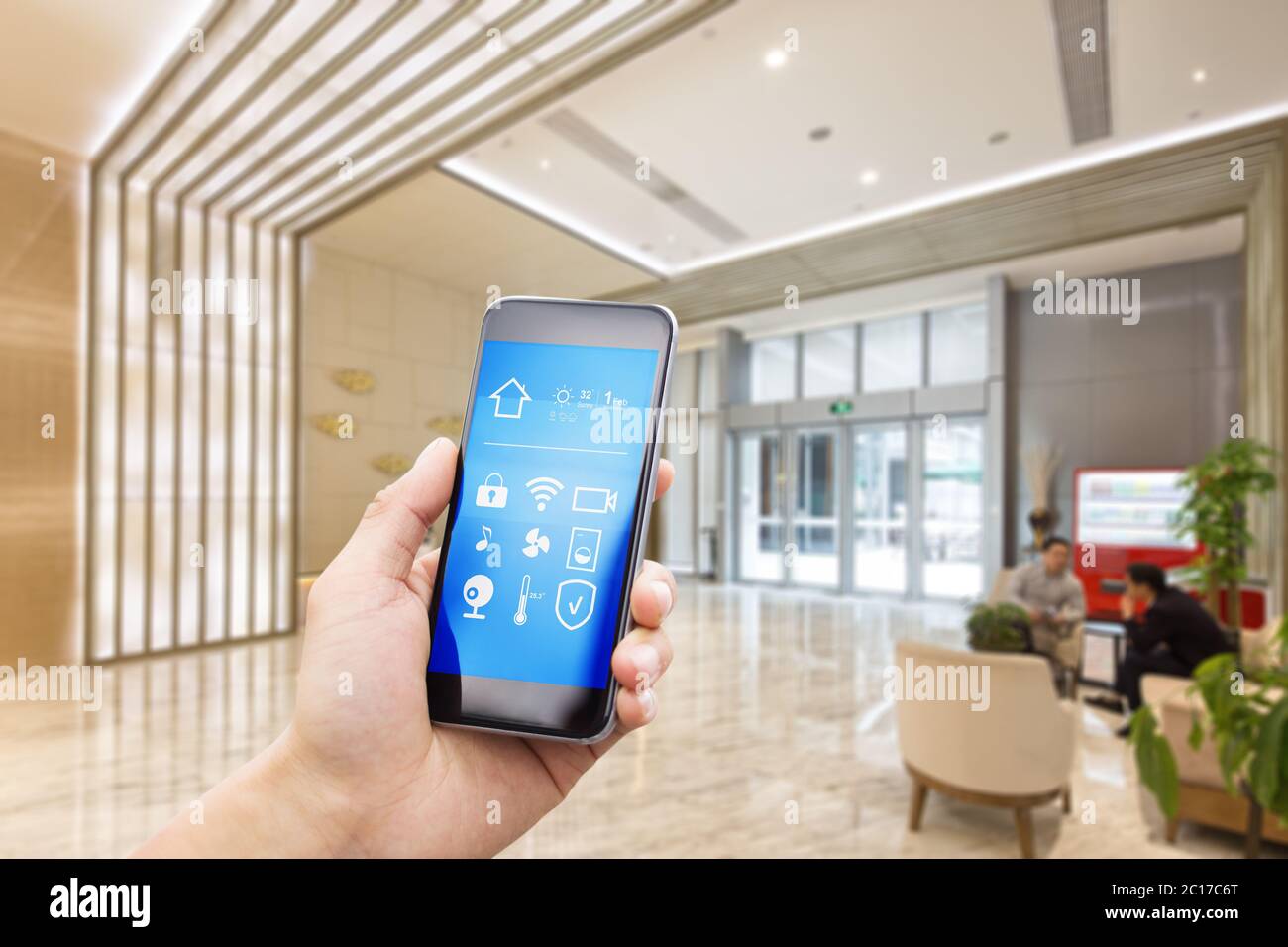 mobile phone with smart hone apps in modern hall Stock Photo - Alamy