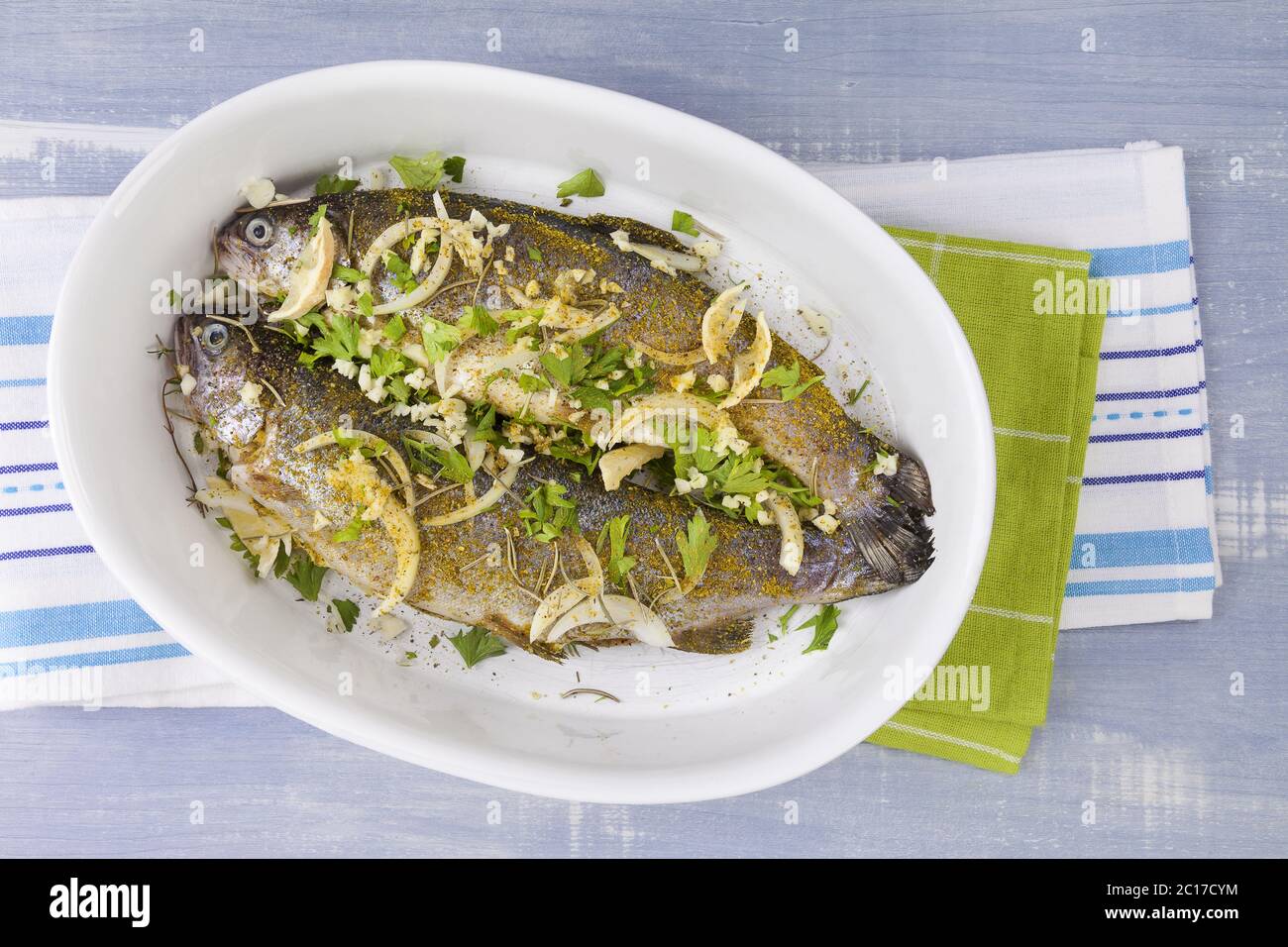 Fresh trout from above Stock Photo - Alamy