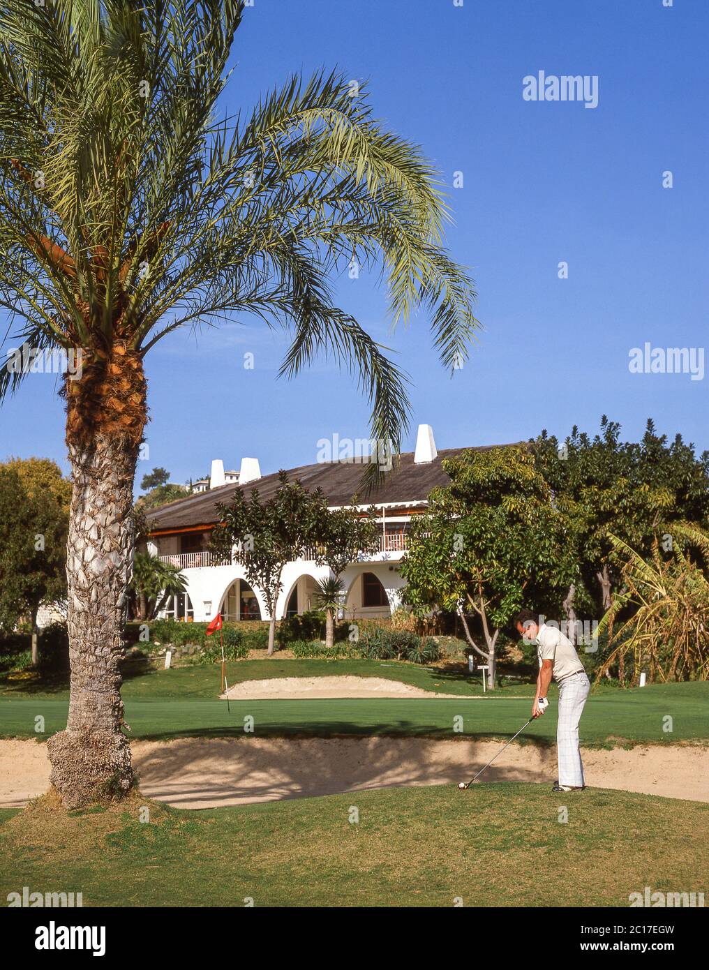 Golf course and clubhouse, Mijas, Costa del Sol, Malaga Province ...