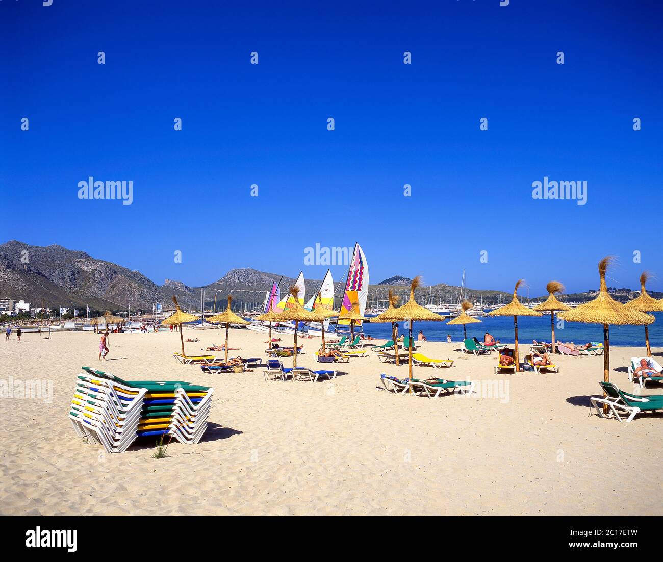Beach view, Puerto Pollensa (Port de Pollenca), Pollenca Municipality ...