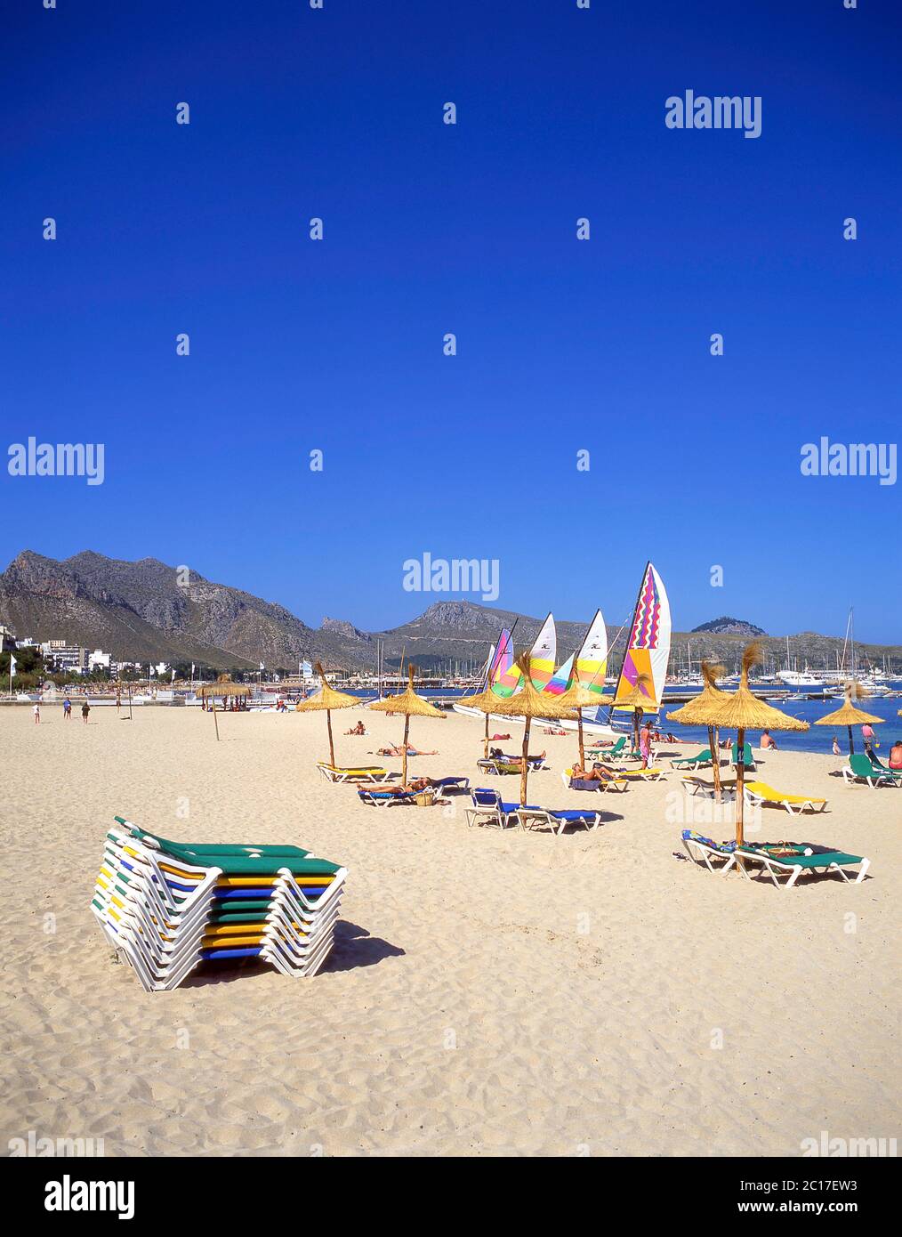 Beach view, Puerto Pollensa (Port de Pollenca), Pollenca Municipality ...