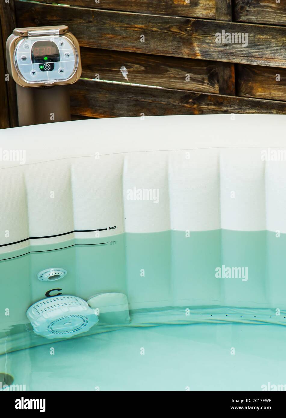 Portable Jacuzzi Home Spa with Control block and filtration unit Stock ...