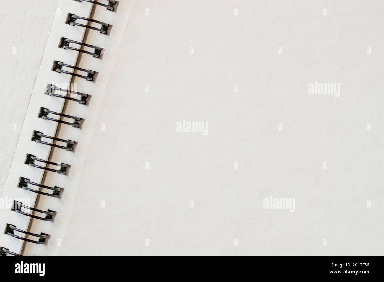 Spiral bound notepad, open blank, clean page, empty space, background ...