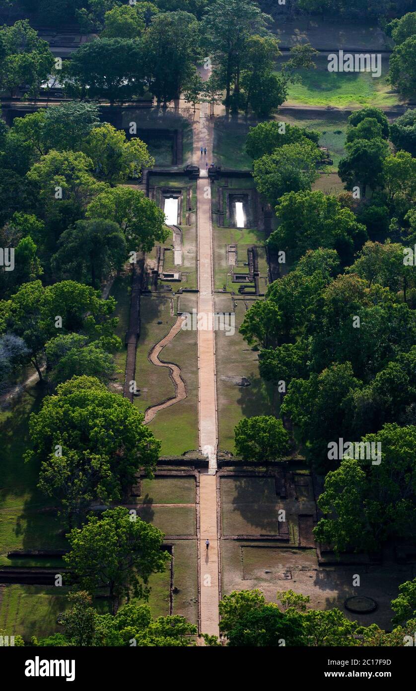 The ruins of the former western entrance to the Sigiriya Rock Fortress ...