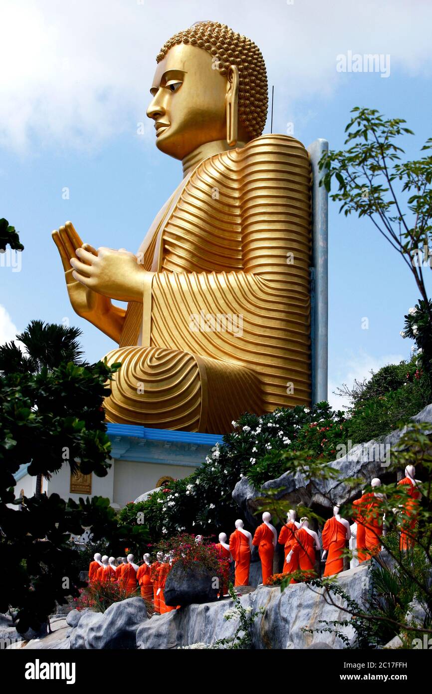 The 30 metre high Buddha statue seated in the wheel turning pose on top ...