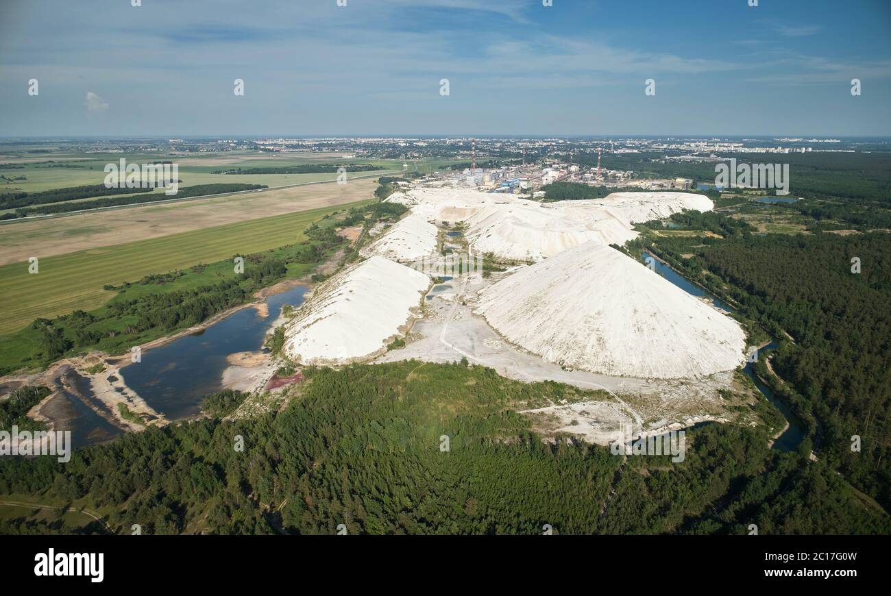 Toxic waste on green forest background aerial above top view Stock ...