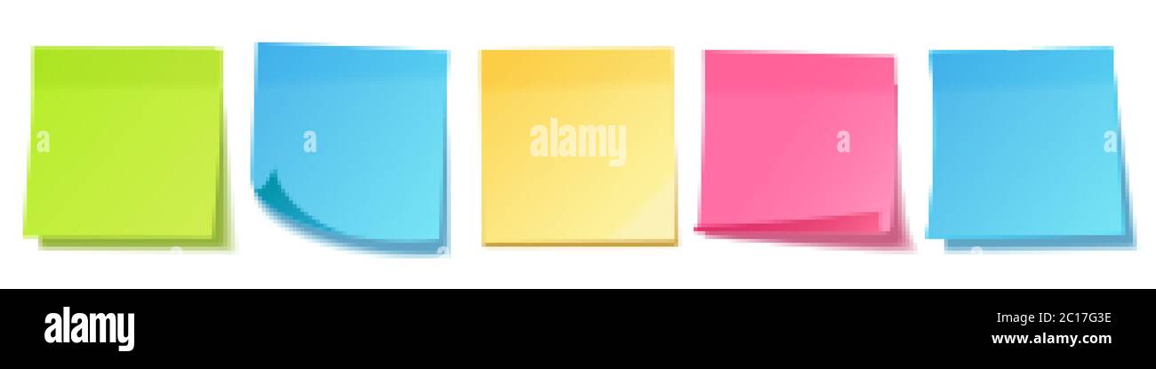 Realistic blank sticky notes isolated on white background. Colorful ...