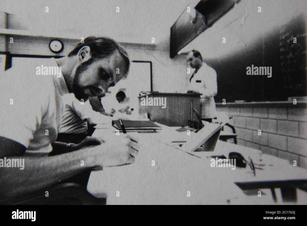 Fine 70s vintage black and white extreme photography of a student ...