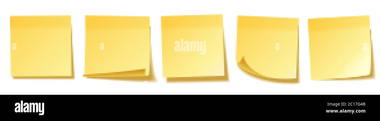 Realistic blank sticky notes isolated on white background. Yellow ...