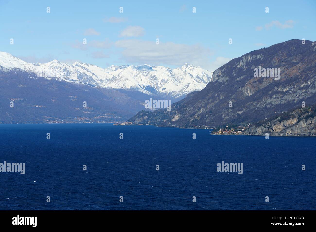 Winter landscape along the Como lake near Lecco, Lombardy, Italy Stock ...