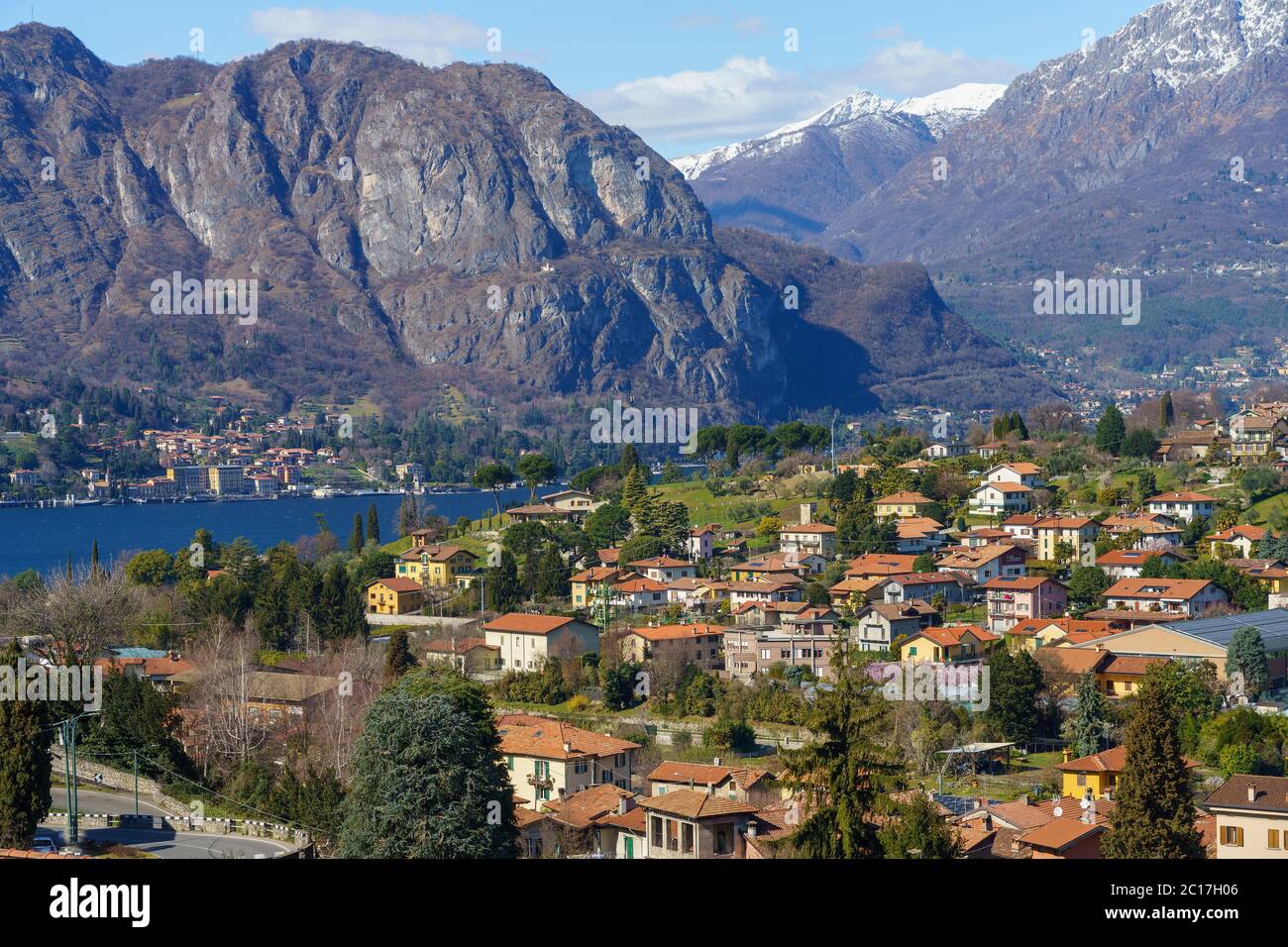 Winter landscape along the Como lake near Bellagio, Lombardy, Italy ...