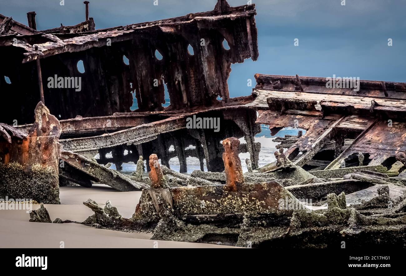 Maheno wreck stranded at seventy five mile beach, Fraser Island ...