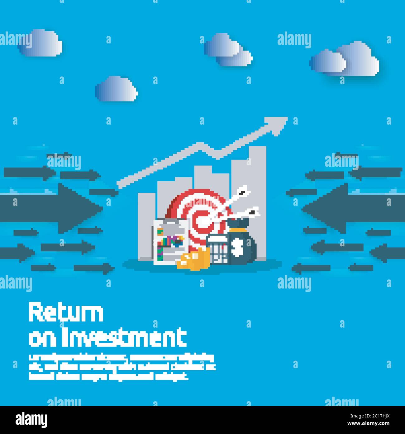 Return on investment ROI concept. business growth arrows to success ...