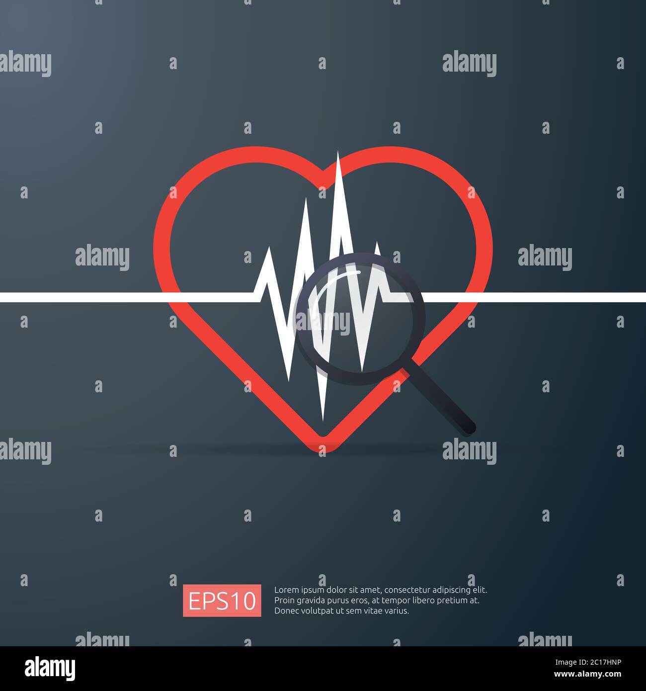 heart cardiology. heartbeat or beat pulse search icon. danger heart ...