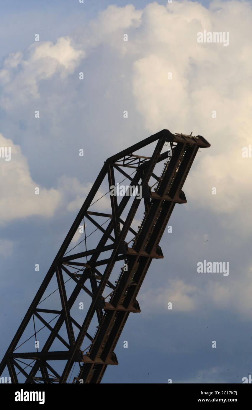 Historic railway bridge in a up position Stock Photo - Alamy