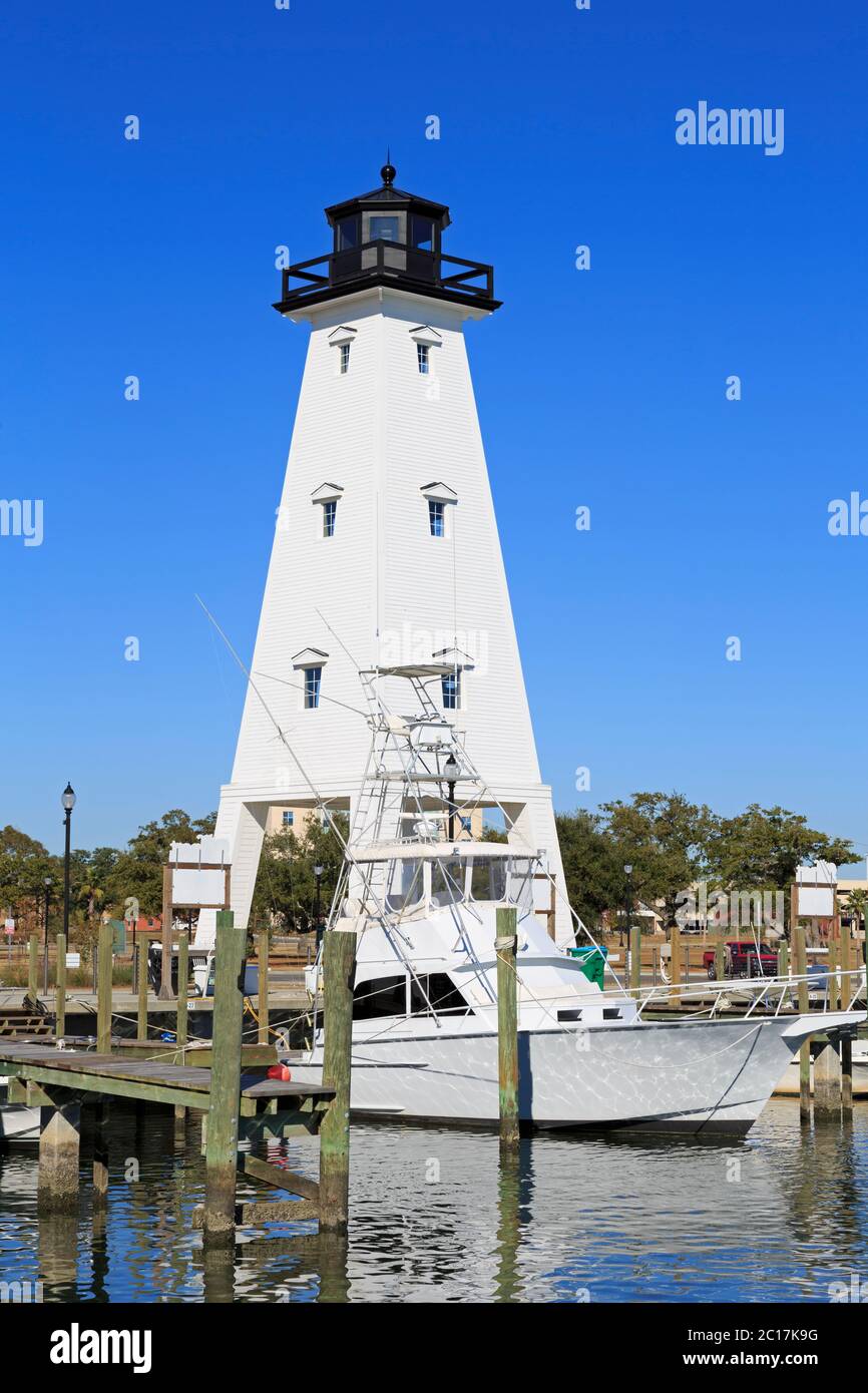 Ship Island Lighthouse (replica), Gulfport, Mississippi, USA Stock ...