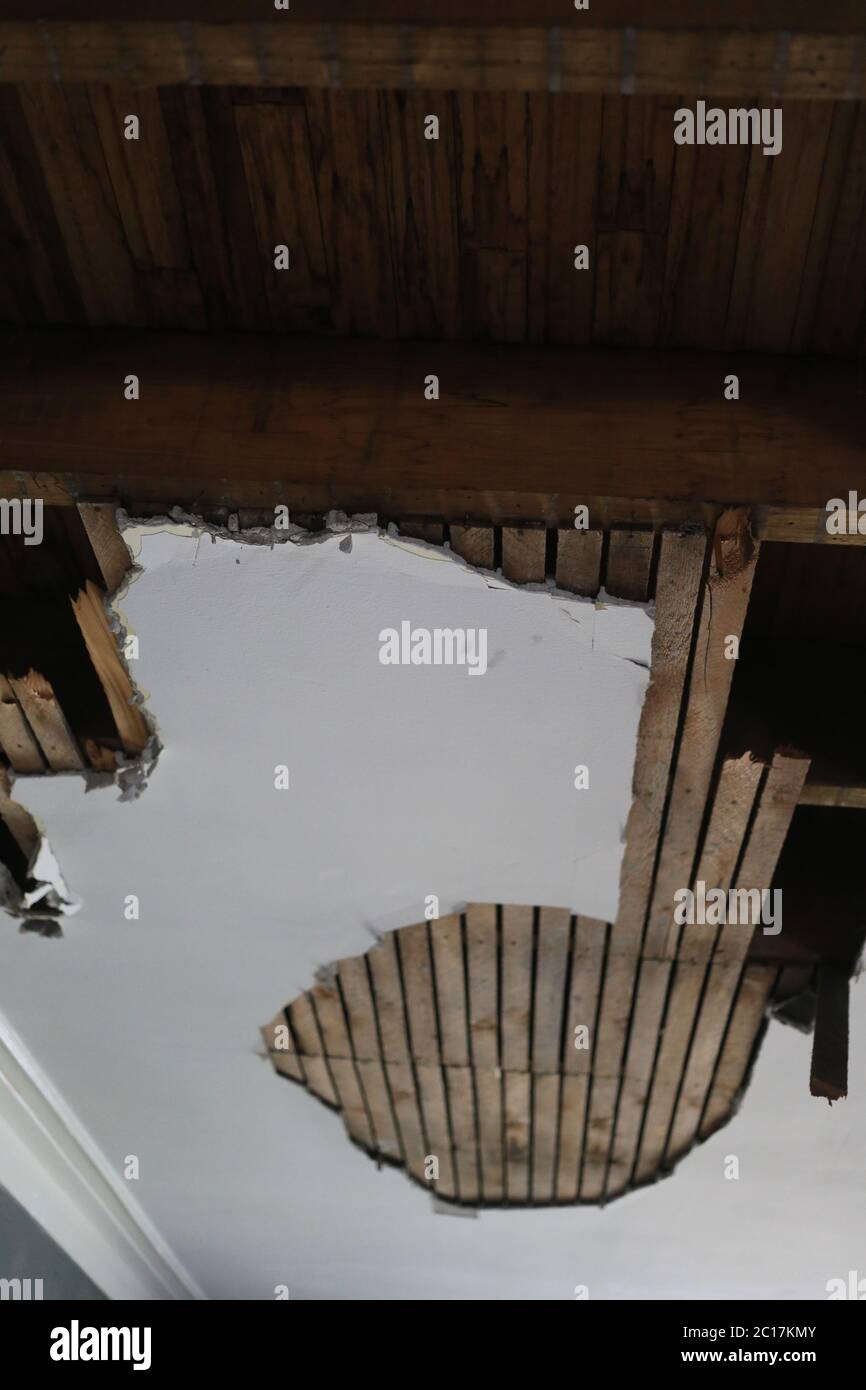 Ceiling demolition work Stock Photo - Alamy